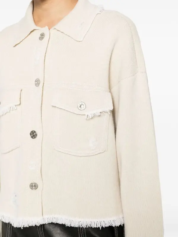BARRIE Fringed Denim Jacket - Neutrals