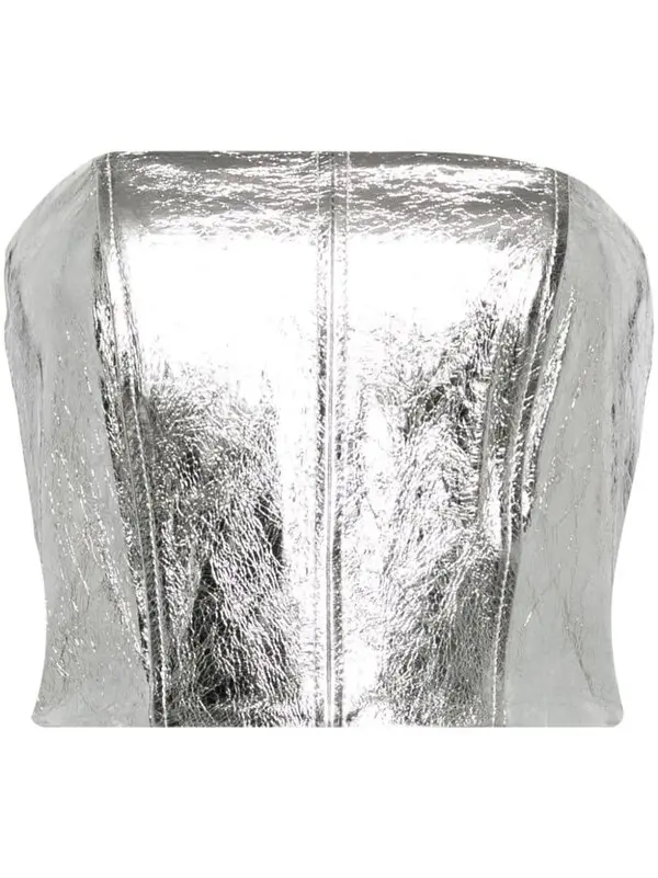 David Koma Bandeau Leather Crop Top