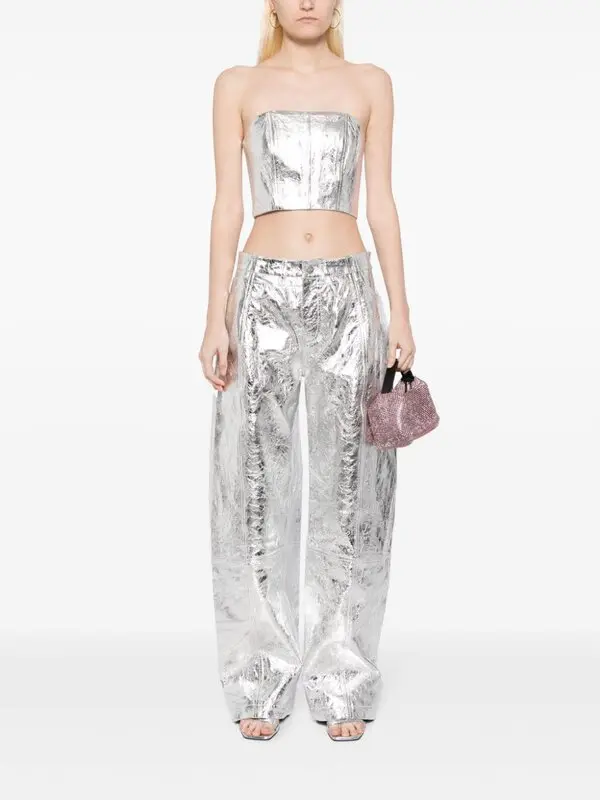David Koma Bandeau Leather Crop Top