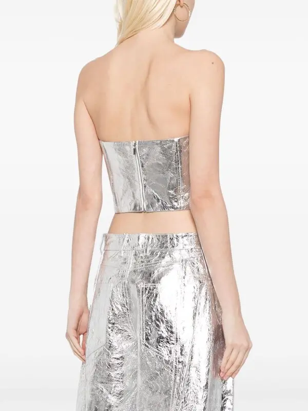 David Koma Bandeau Leather Crop Top