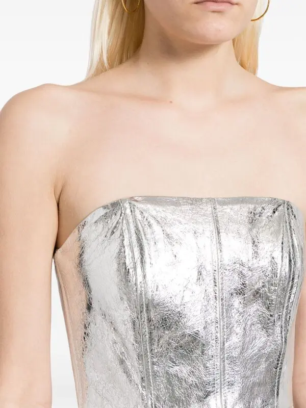 David Koma Bandeau Leather Crop Top