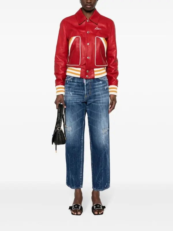 Dsquared2 Varsity Leather Bomber Jacket