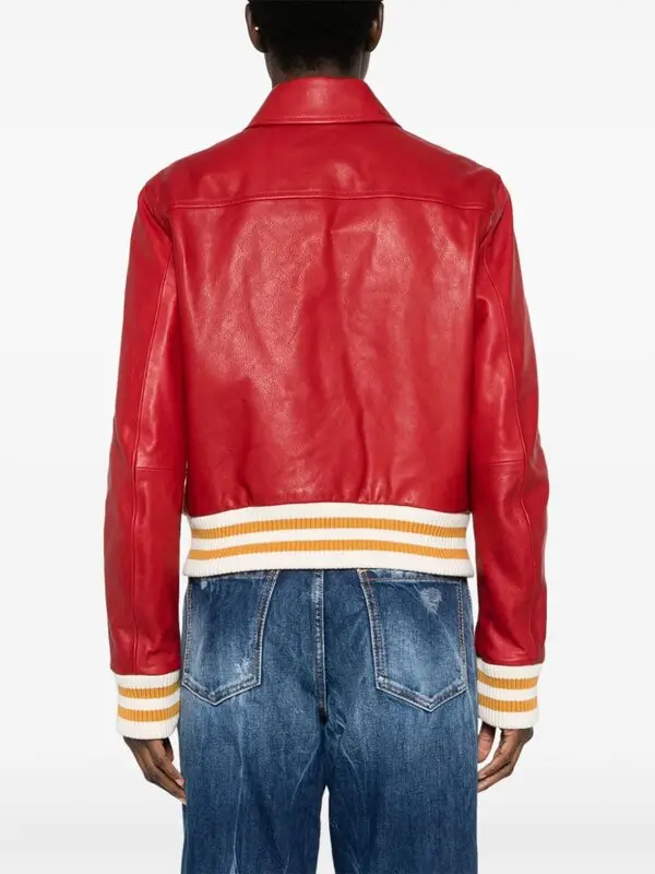 Dsquared2 Varsity Leather Bomber Jacket