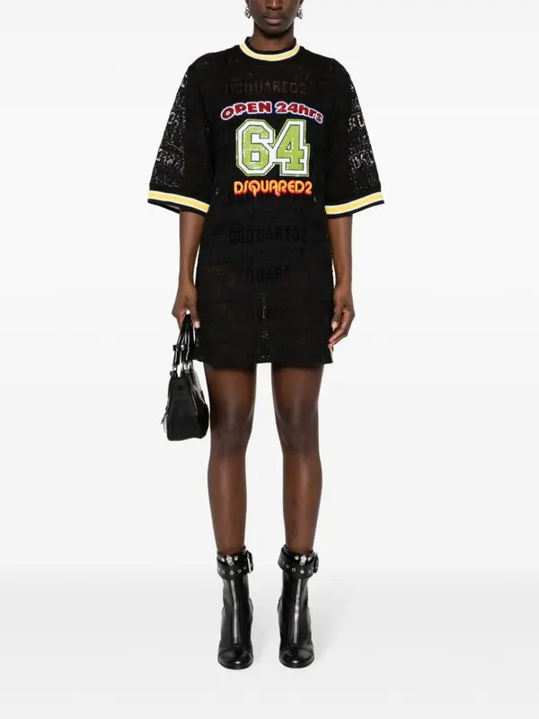 Dsquared2 64 Lacey T-shirt Dress - Black