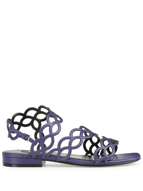 SERGIO ROSSI Mermaid Leather Sandals - Purple