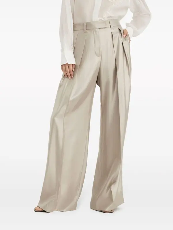 Brunello Cucinelli Pleated Wide-leg Trousers - Neutrals