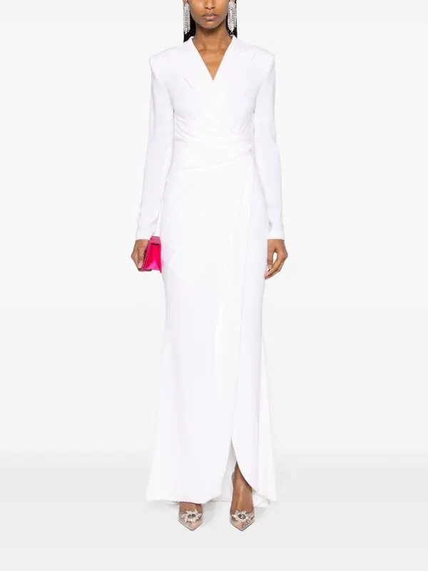 Talbot Runhof Draped Crepe Maxi Dress - White