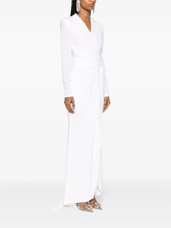 Talbot Runhof Draped Crepe Maxi Dress - White