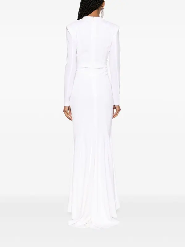 Talbot Runhof Draped Crepe Maxi Dress - White