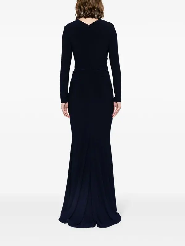 Talbot Runhof Draped Crepe Maxi Dress - Blue