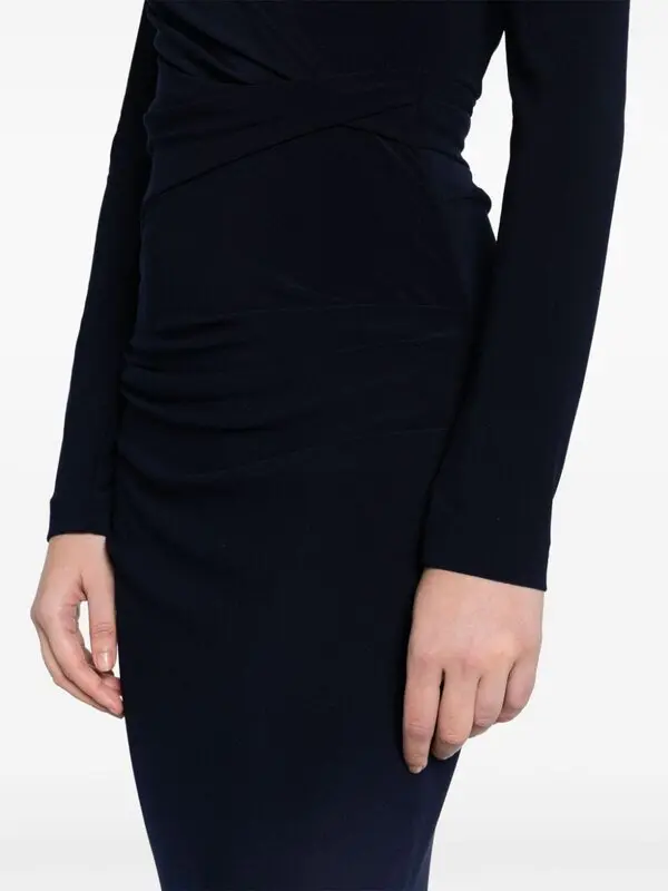 Talbot Runhof Draped Crepe Maxi Dress - Blue