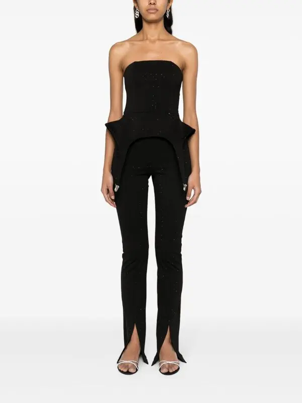 NISSA Rhinestone-embellished Slim-fit Trousers