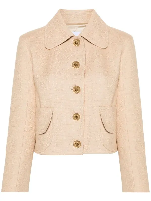PATOU Cropped Tweed Jacket - Neutrals