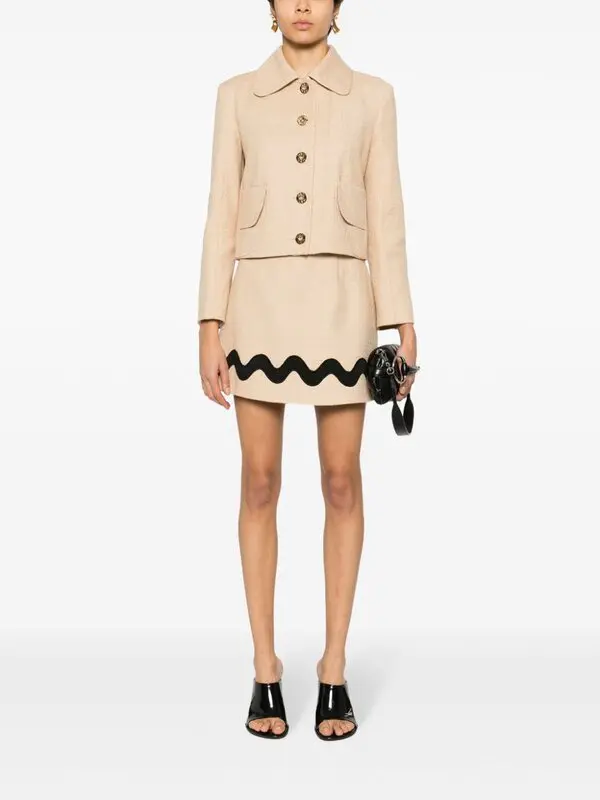 PATOU Cropped Tweed Jacket - Neutrals