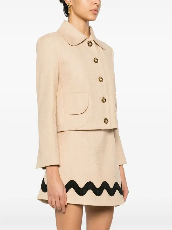 PATOU Cropped Tweed Jacket - Neutrals
