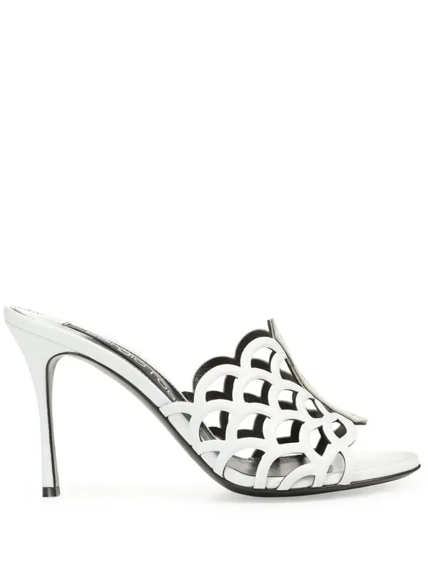 SERGIO ROSSI Sr Mermaid 90mm Leather Mules - White