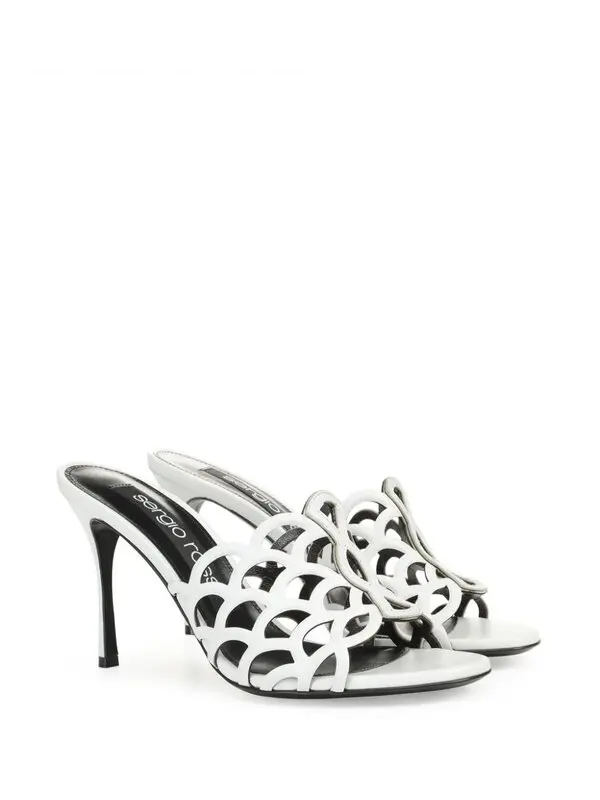 SERGIO ROSSI Sr Mermaid 90mm Leather Mules - White