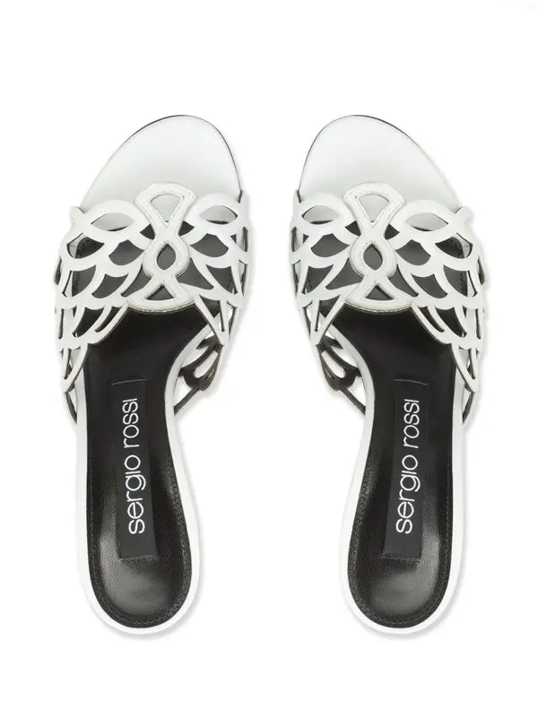 SERGIO ROSSI Sr Mermaid 90mm Leather Mules - White
