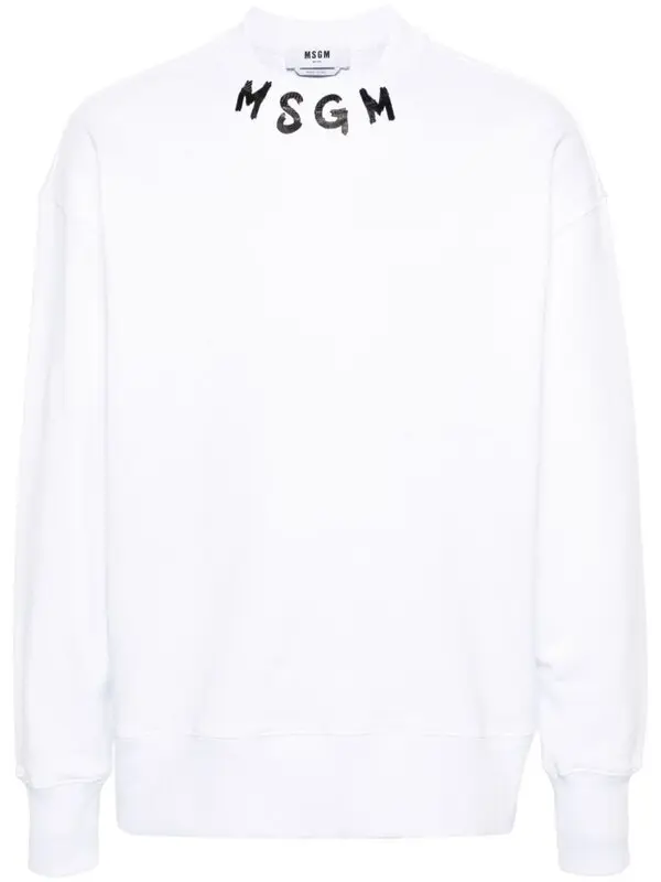 MSGM Logo-print Cotton Sweatshirt - White