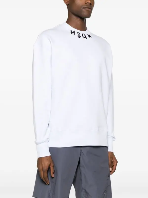 MSGM Logo-print Cotton Sweatshirt - White