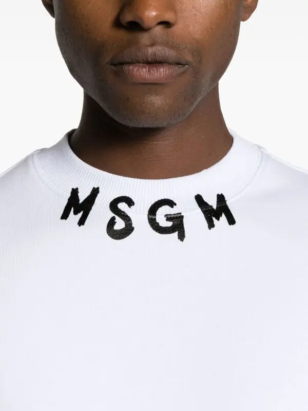 MSGM Logo-print Cotton Sweatshirt - White