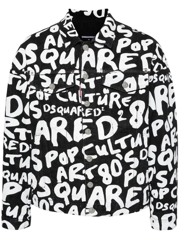 Dsquared2 80's Pop Culture" Denim Jacket - Black
