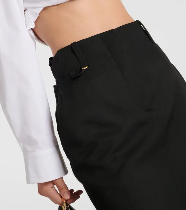 Jacquemus La Jupe Bari Virgin Wool Midi Skirt - Black