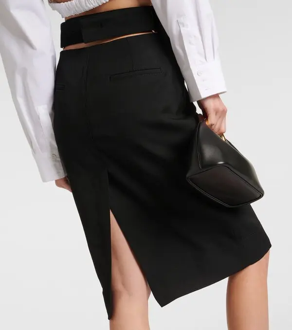 Jacquemus La Jupe Bari Virgin Wool Midi Skirt - Black