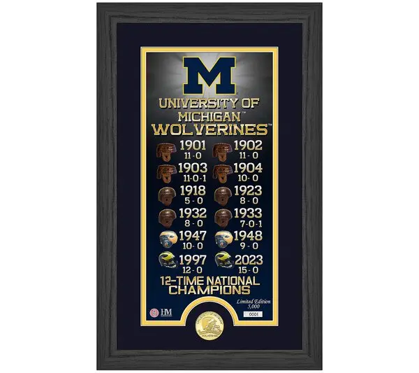 HIGHLAND MINT Michigan Wolverines 12-time Natio Nal Champs Coi - One-color