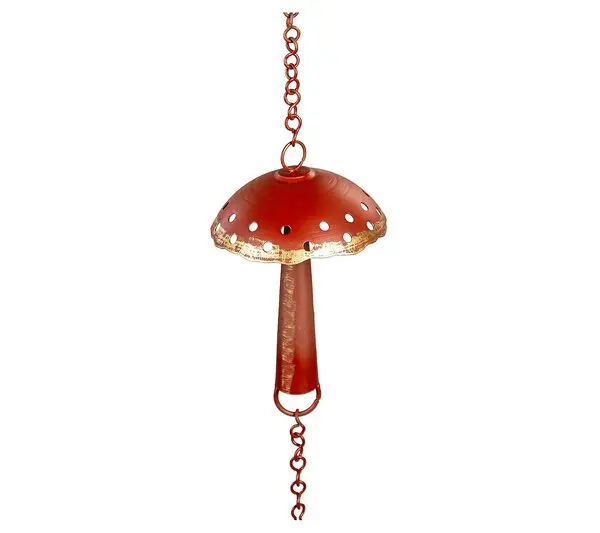 EVERGREEN 72' Red Metal Mushroom Rain Chain