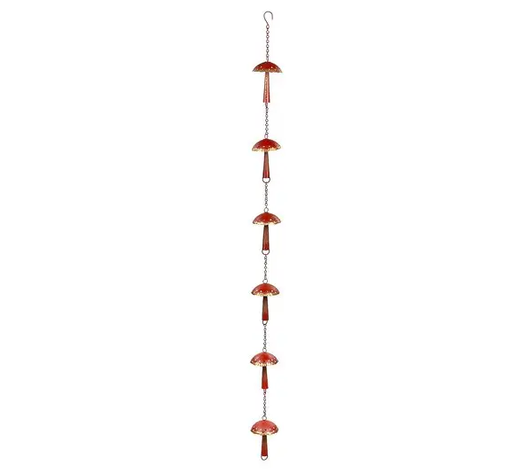 EVERGREEN 72' Red Metal Mushroom Rain Chain