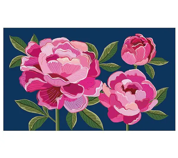 EVERGREEN Peony Garden Welcome Washable Indoor/ Outdoor Mat - One-color