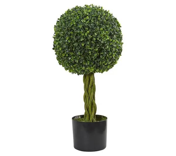 NEARLY NATURAL 2' Boxwood Ball With Woven Trunk Uv - One-color