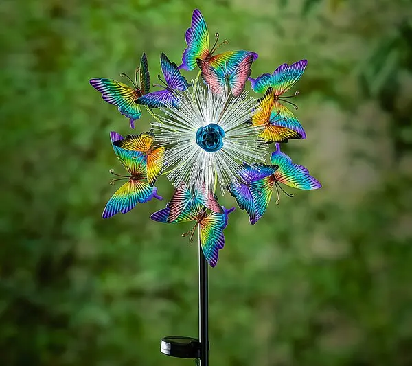 EVERGREEN Solar Fiber Optic Butterfly Wind Spin Ner - One-color