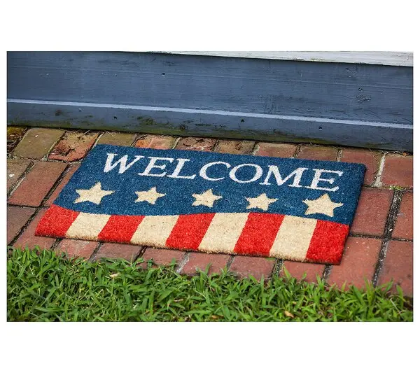 EVERGREEN Patriotic Stripes Coir Mat - One-color