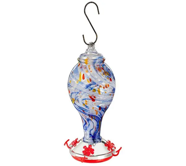 EVERGREEN Blue Swirl Art Glass Hummingbird Feed Er - One-color