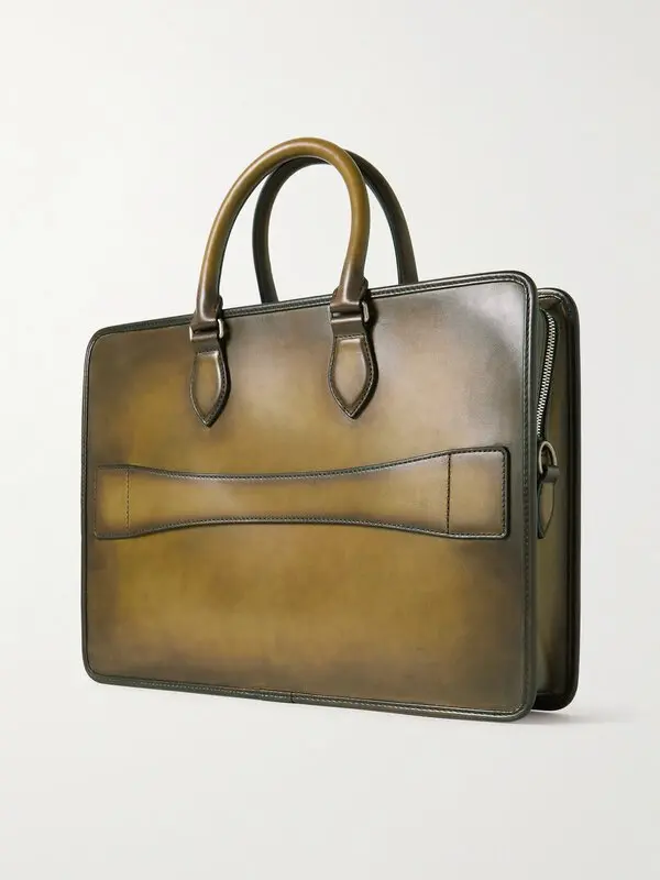 Berluti 1 Jour Neo Scritto Venezia Leather Briefcase - Green
