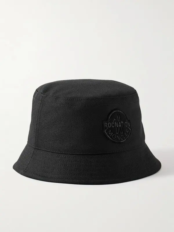 Moncler Roc Nation Logo Twill Bucket Hat - Black