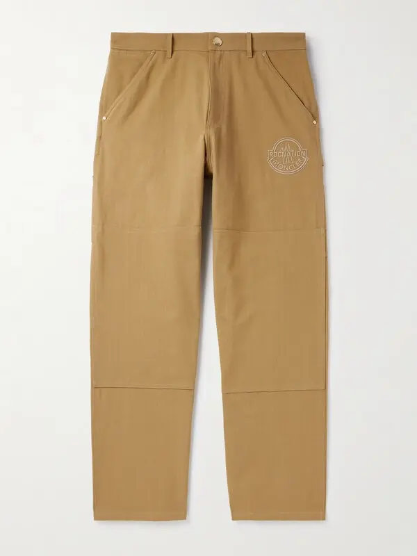 Moncler Roc Nation Straight-leg Canvas Trousers - Brown