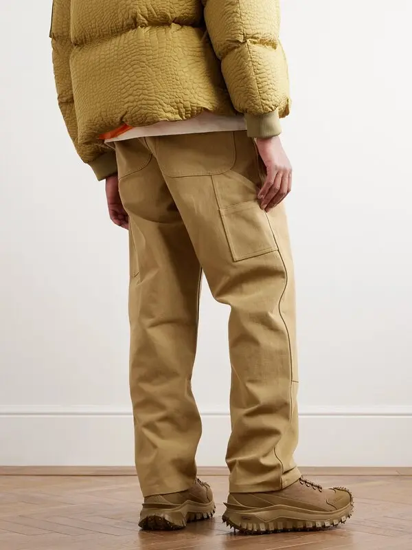 Moncler Roc Nation Straight-leg Canvas Trousers - Brown