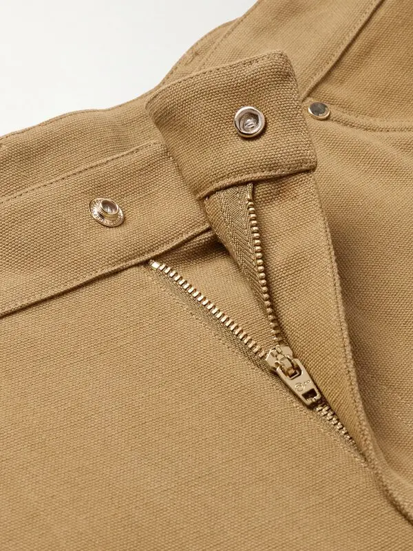 Moncler Roc Nation Straight-leg Canvas Trousers - Brown