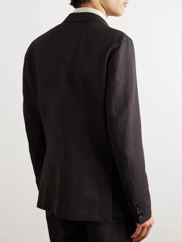 Zegna Slim-fit Wool And Linen-blend Suit Jacket - Brown