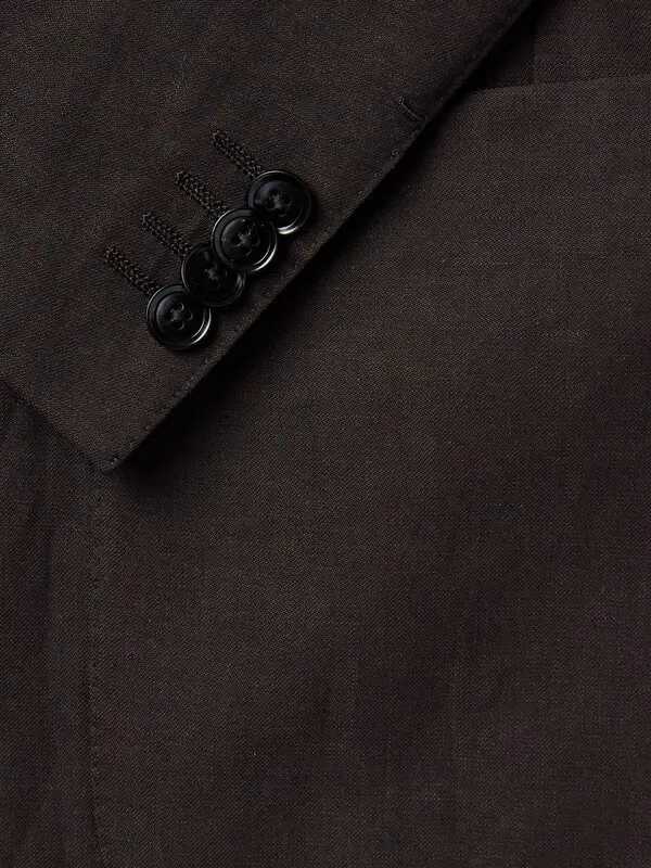 Zegna Slim-fit Wool And Linen-blend Suit Jacket - Brown