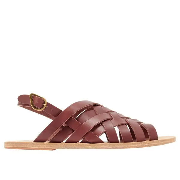 ANCIENT GREEK SANDALS Aristotelis Woven Leather Sandals - Chestnut