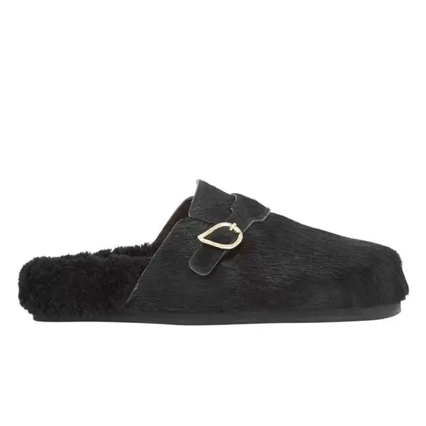 ANCIENT GREEK SANDALS Vasilitsa Shearling Slides - Black