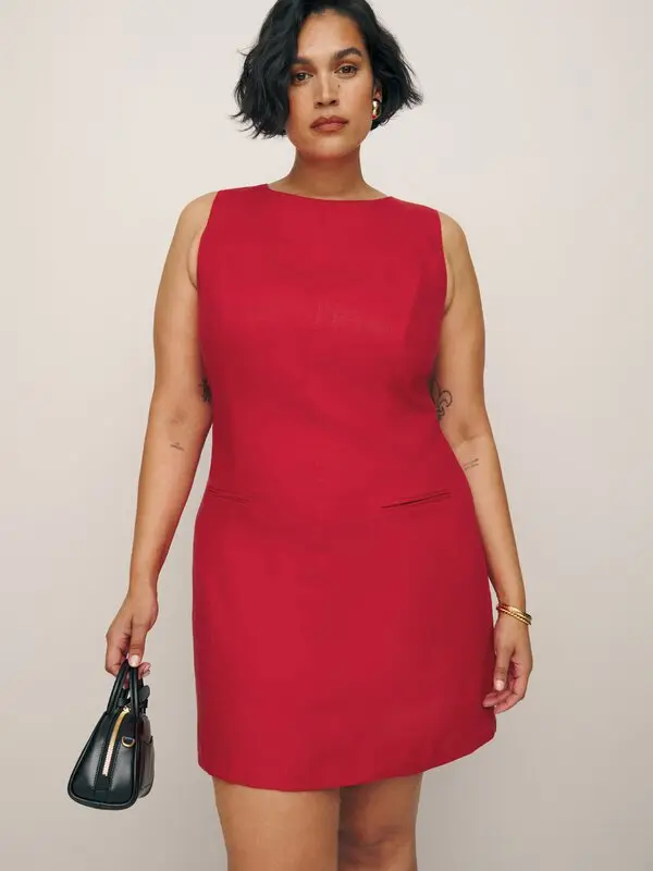Reformation Citron Linen Shift Dress - Cherry | Editorialist