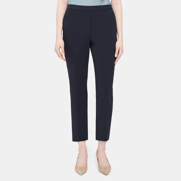 Theory Slim Cropped Pull-on Pant - Deep Navy