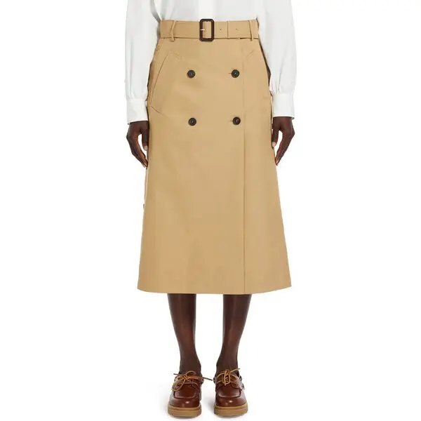 Max Mara Belted Midi Skirt - Beige