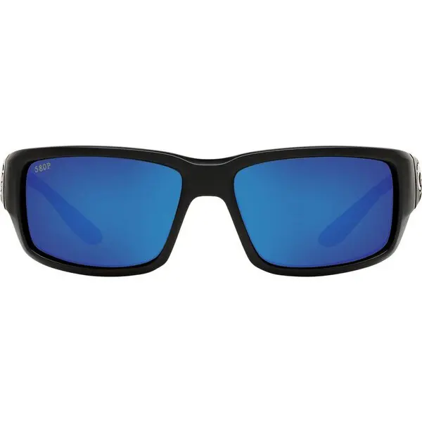 COSTA DEL MAR Fantail Rectangular Sunglasses - Matte Black/blue Mirror