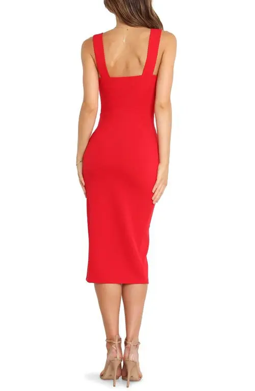 PETAL & PUP Hyatt Square Neck Midi Dress - Red